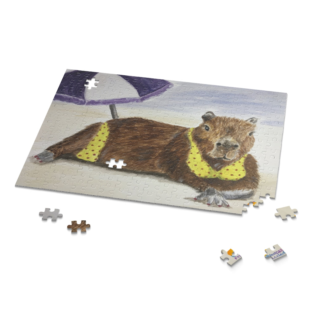 Capybara Beach Babe Jigsaw Puzzle (120-Piece) – Whimsically Frazzled